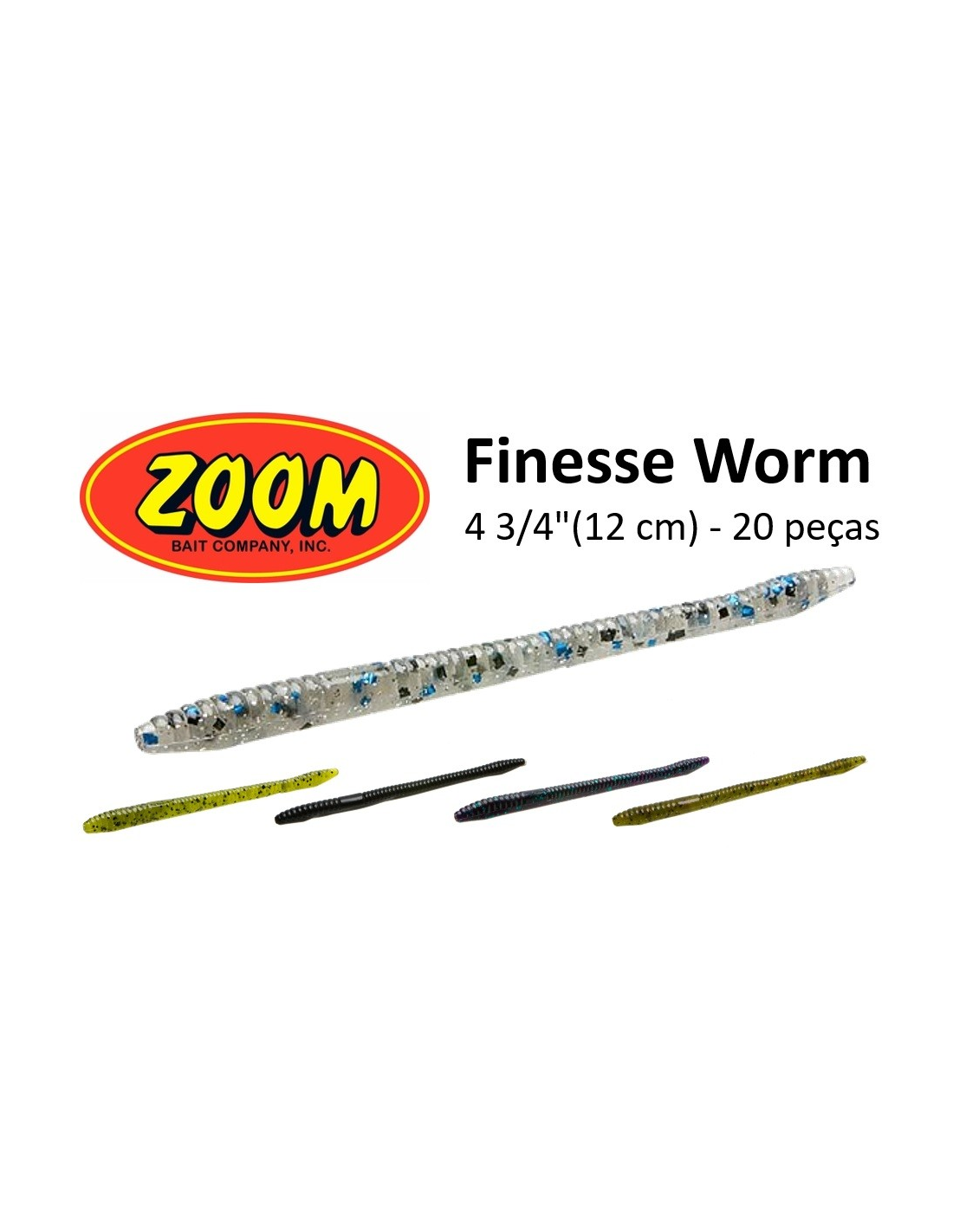 Zoom Soft Baits - 4 3/4" Finesse Worms 004 - Choose Colors - 20 Worms ...