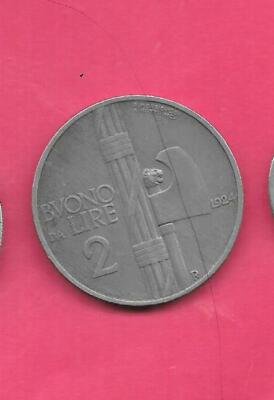 ITALY ITALIAN KM63 1924 VF-VERY FINE-NICE OLD ANTIQUE VINTAGE 2 LIRE ...