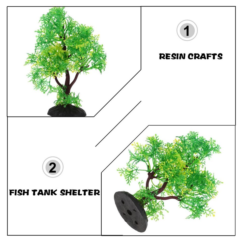 2 Pcs Mini Aquarium Plants Fish Tank Decoration Tree Plastic Aquatic ...