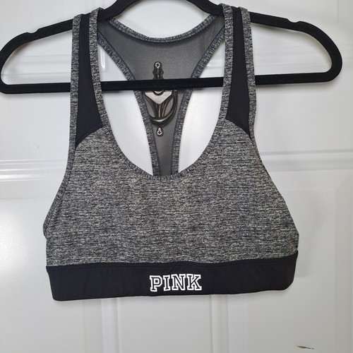 Victoria Secret Pink Ultimate Sports Bra Size Medium Gray Racerback | eBay