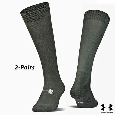 UA Socks: 2-PAIR Tactical HeatGear Boot (M)- Foliage Green | eBay