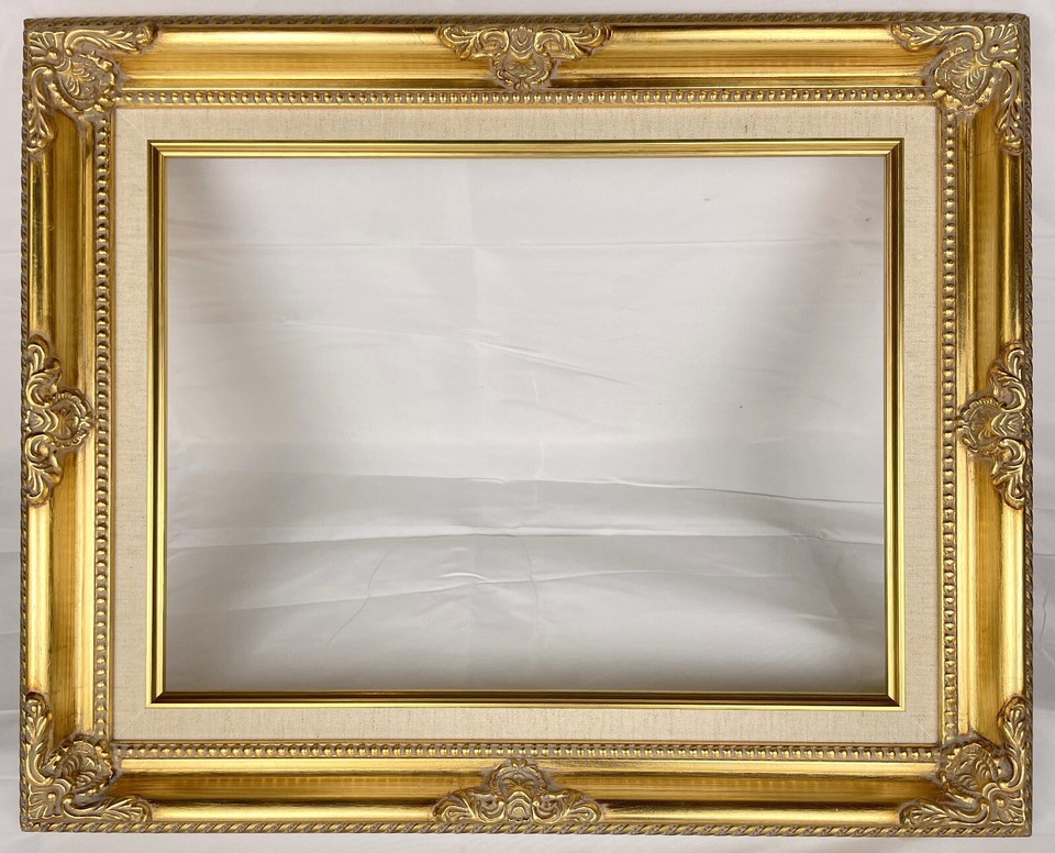 Antique Gold Ornate Baroque Wood Picture Frame Linen Liner 3" Wide | eBay