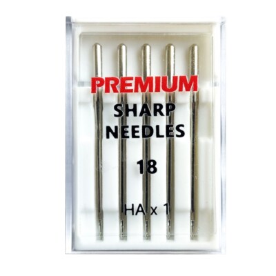 Premium Sharp Sewing Machine Needles Size 18 (15x1/HAx1) - Janome Elna ...