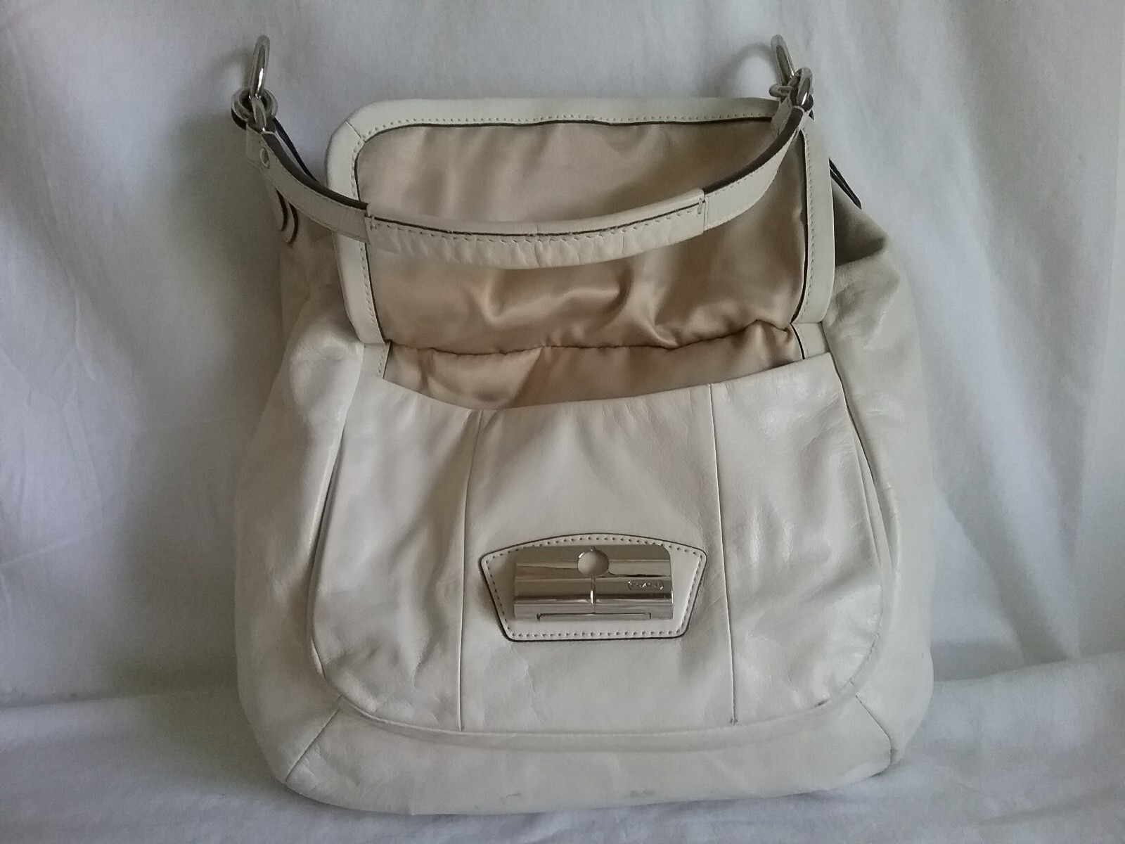 COACH 19293 KRISTIN Ivory Leather Hobo Shoulder Bag w… - Gem