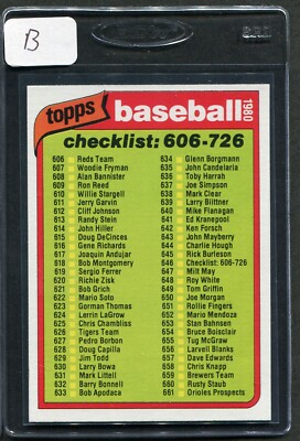 1980 Topps Baseball Checklist #646 Nm/mt (B) | eBay