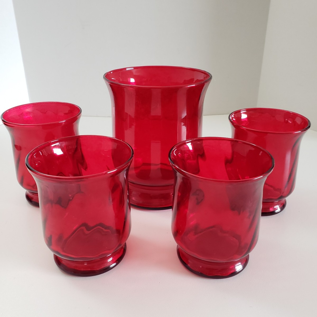 Tall Red Candle Holders Vintage Red Glass Candle Holders Set Of 2 6