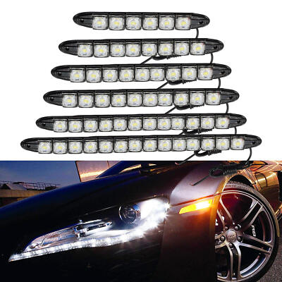Pair Flexible 6-14 LED Car DRL Daytime Running Light Driving Daylight ...