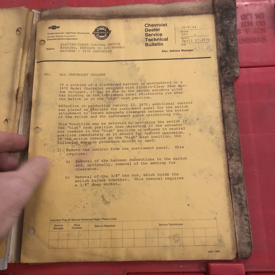 Original 1970 GM Chevrolet Dealer Service Information Bulletins | eBay