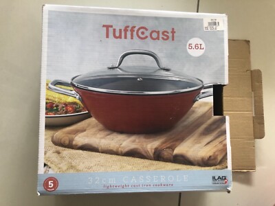 TuffCast 32cm 5.6L non stick Casserole lightweight cast iron cookware ...