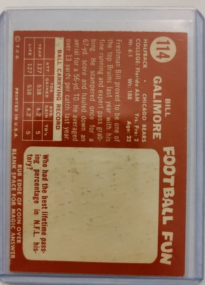1958 Topps Football William Galimore RC #114 | eBay