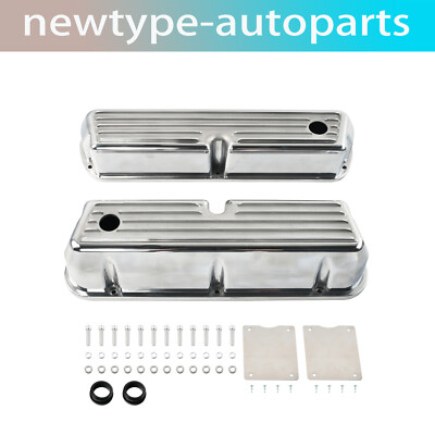 For Small Block Ford 302 351W Full Finned Tall Polished Aluminum Valve ...