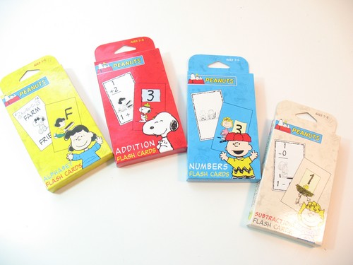 Charlie Brown Peanuts Lot 4 Flash Card Sets Alphabet Numbers Math ...