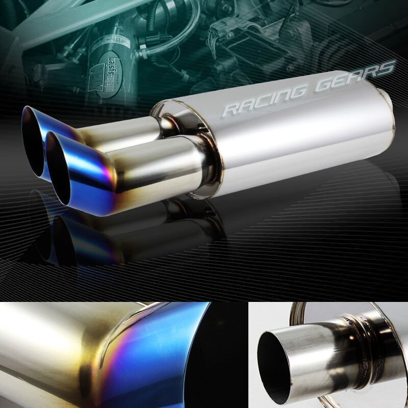 3" DTM STYLE TITANIUM BURNT DUAL TIP 2.5" INLET STAINLESS T-304 EXHAUST ...