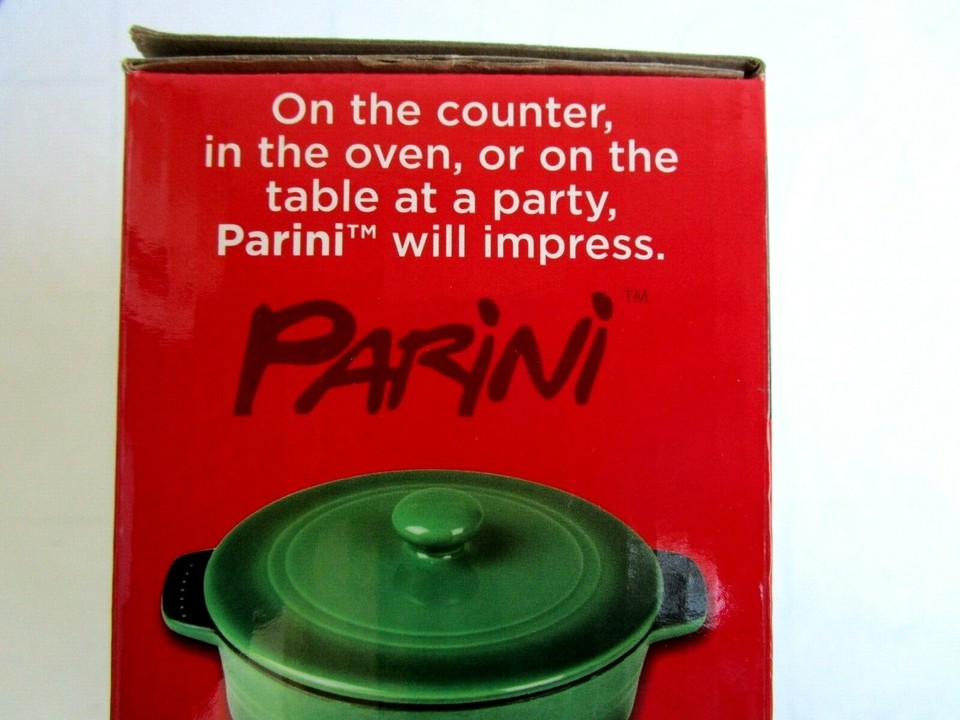 PARINI COOKWARE..8"..GREEN..CERAMIC..ROUND..BAKEWARE..POT..NEW IN BOX ...
