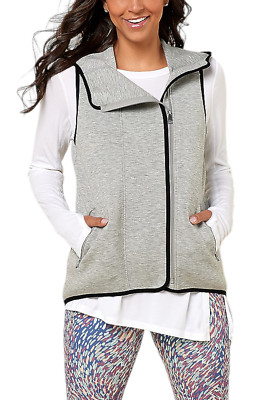 zuda Zip Front Hooded Scuba Knit Vest Heather Grey | eBay