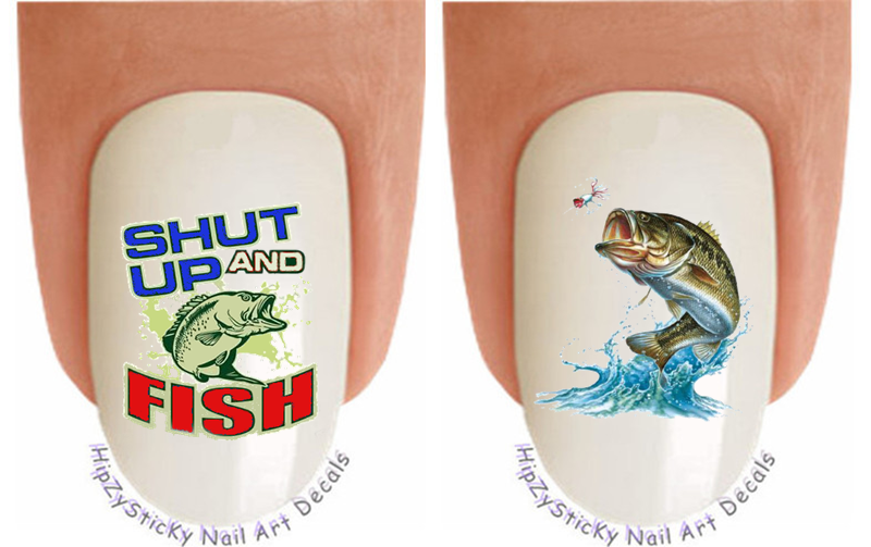 Nail Art 2201 ANIMAL Bass Fish "Reel Fishing" Waterslide Nail Decals ...