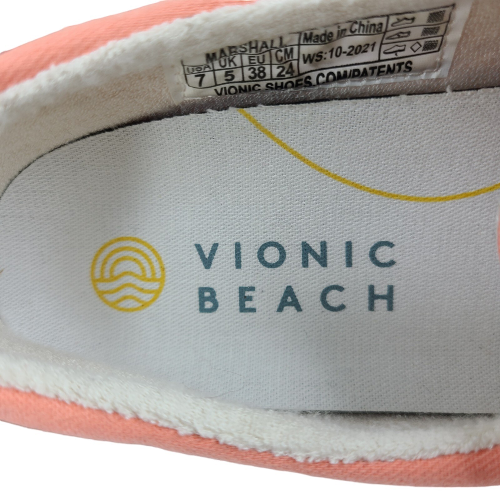 Vionic Beach Marshall Coral Pink Washable Canvas Slip-on Shoes Size 7 ...