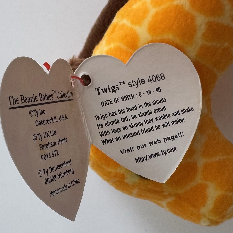 Ty Vintage 1995 Beanie Baby “Twigs the Giraffe” Non-Smoking Mint NWT | eBay