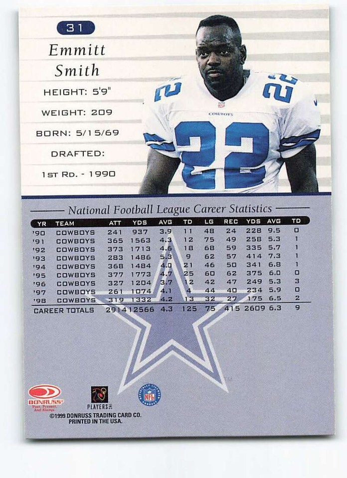 1999 Donruss #31 Emmitt Smith NM-MT Cowboys | eBay