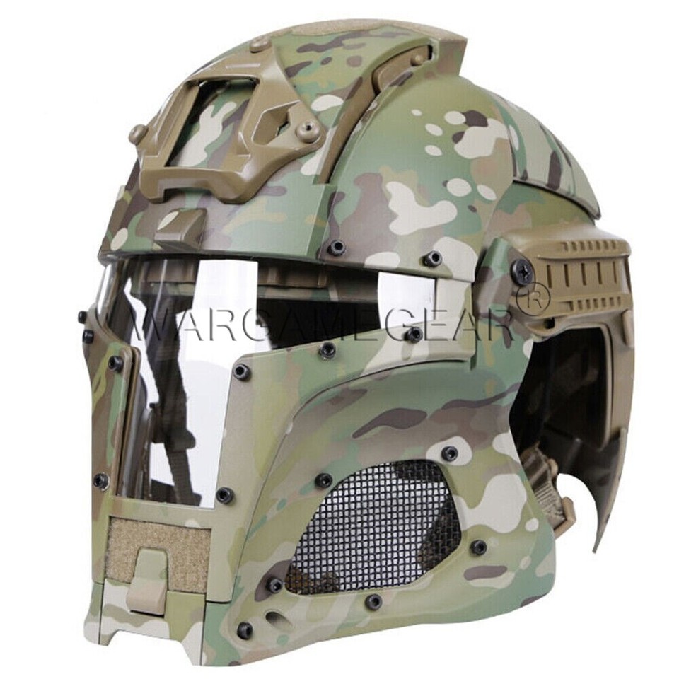 Tactical Retro Medieval Iron Warrior NVG Helmet Paintball Full Face ...