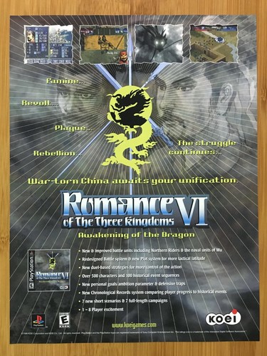 Romance of the Three Kingdoms VI 6 PS1 PSX 2000 Print Ad/Poster ...