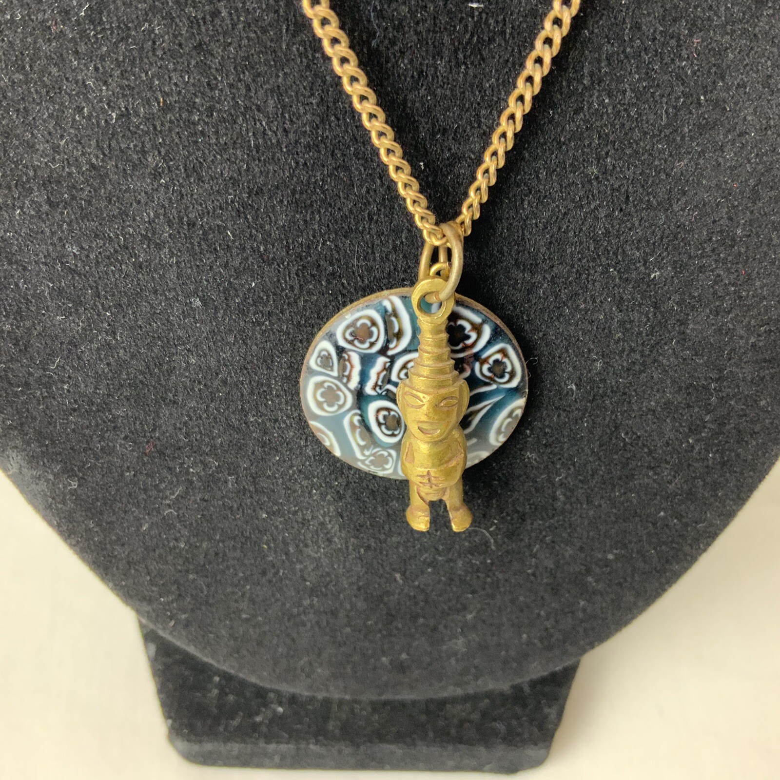 Peruvian Idol Pacha Papa Bronze Tone Pendant 12k GF Speidel Chain VTG ...