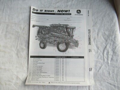 John Deere STS combine inspection checklist brochure | eBay