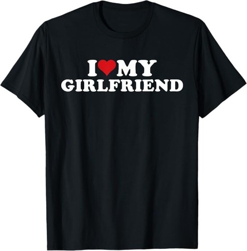 Men's Sz M Black T-Shirt I Love My Hot Girlfriend I Heart My Hot ...