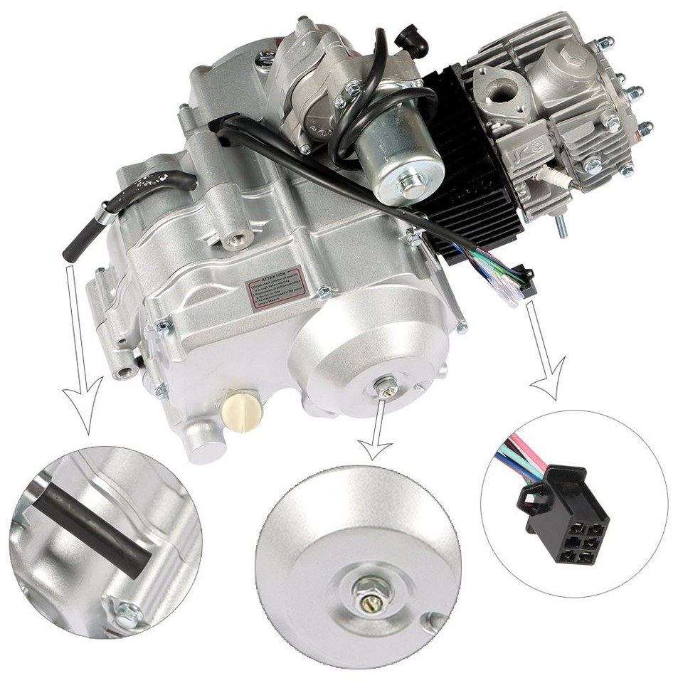 4 Stroke 125cc Engine Motor ATV Semi Auto W/Reverse 3-Speed For ATV ...