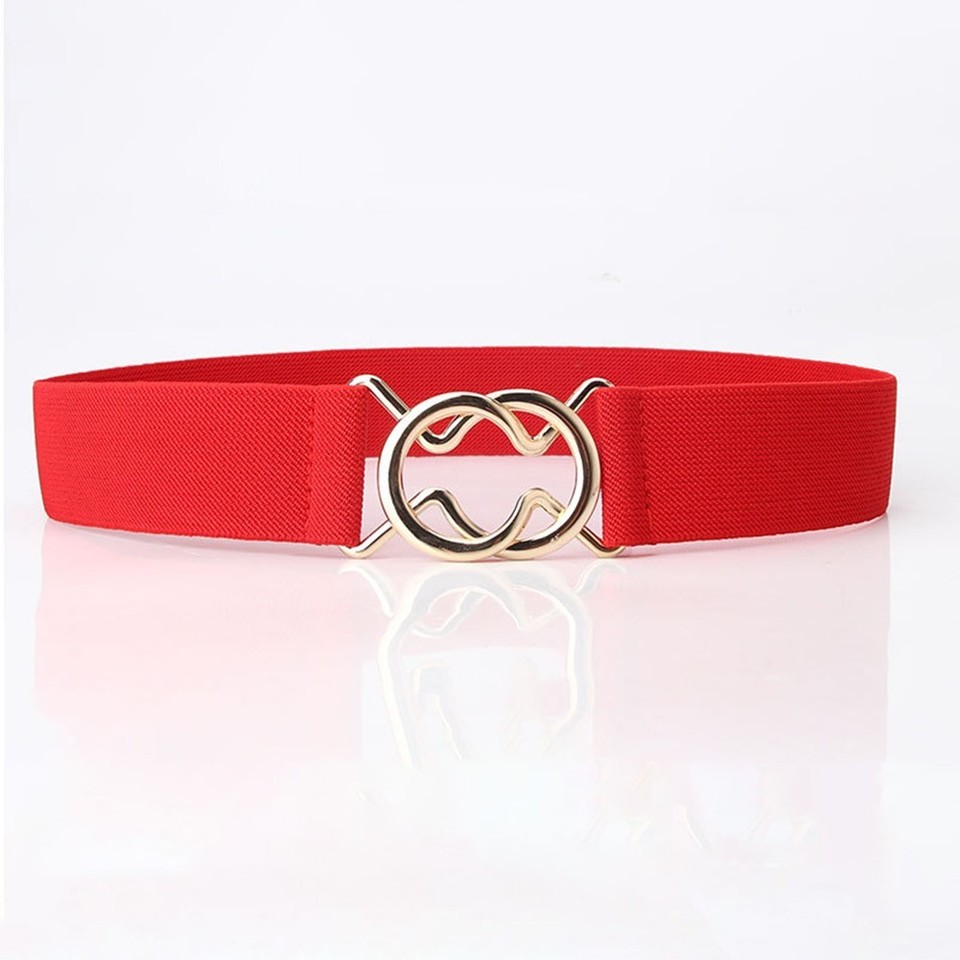 Ladies Black Single Ring Belt Loose Waist Simple Style Alloy Synthetic ...