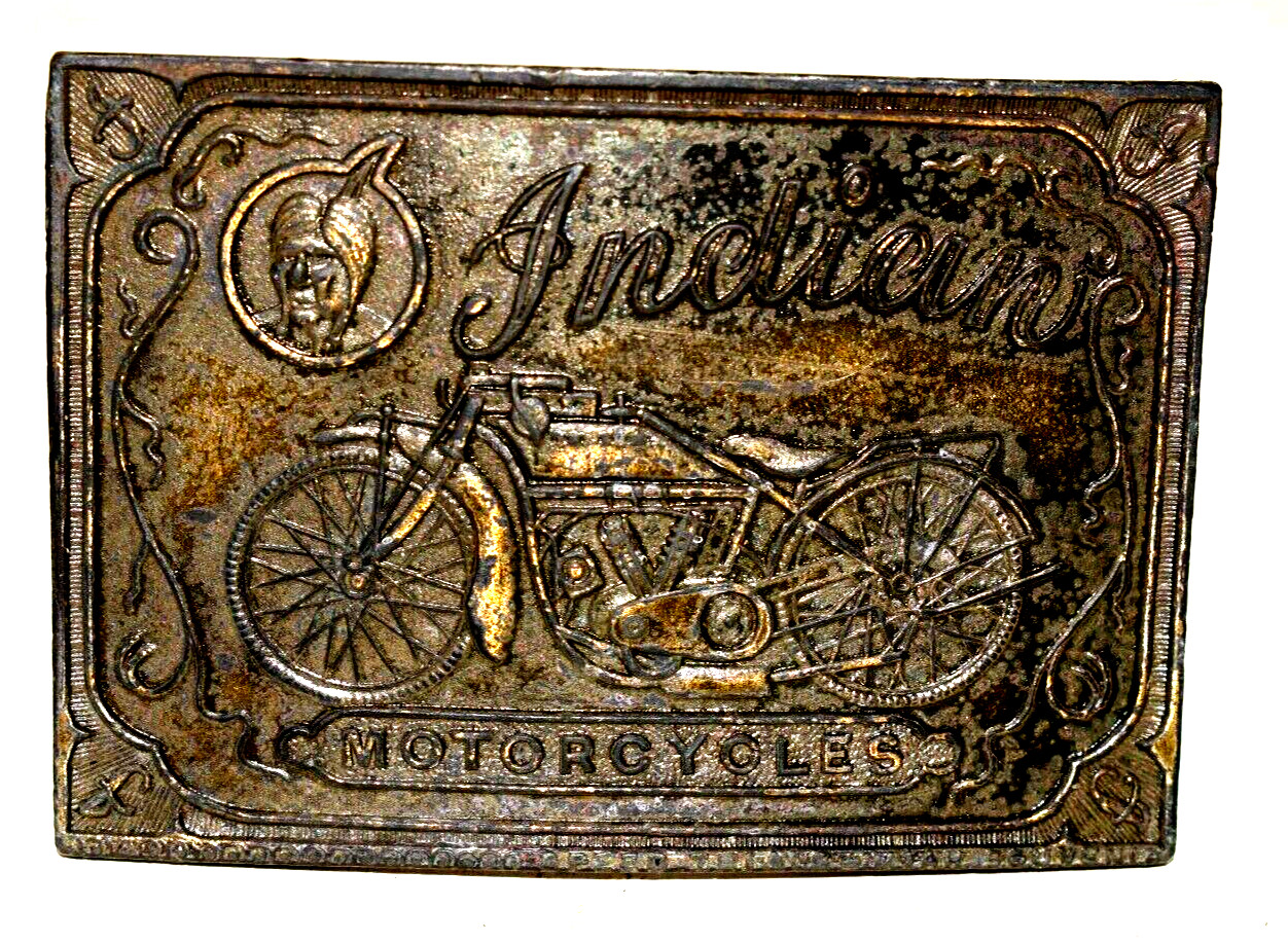 **INDIAN MOTORCYCLES** Buckle Brasstone Vintage 1970… - Gem