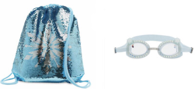 Disney Store Frozen Elsa Snowflake Sequin Swim Bag & Jeweled Goggles ...