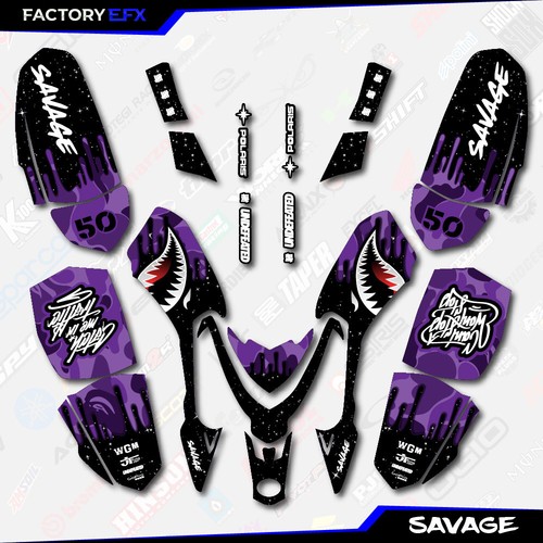 Purple Savage Camo Racing Graphics kit fits Polaris Outlaw 50 ATV ...