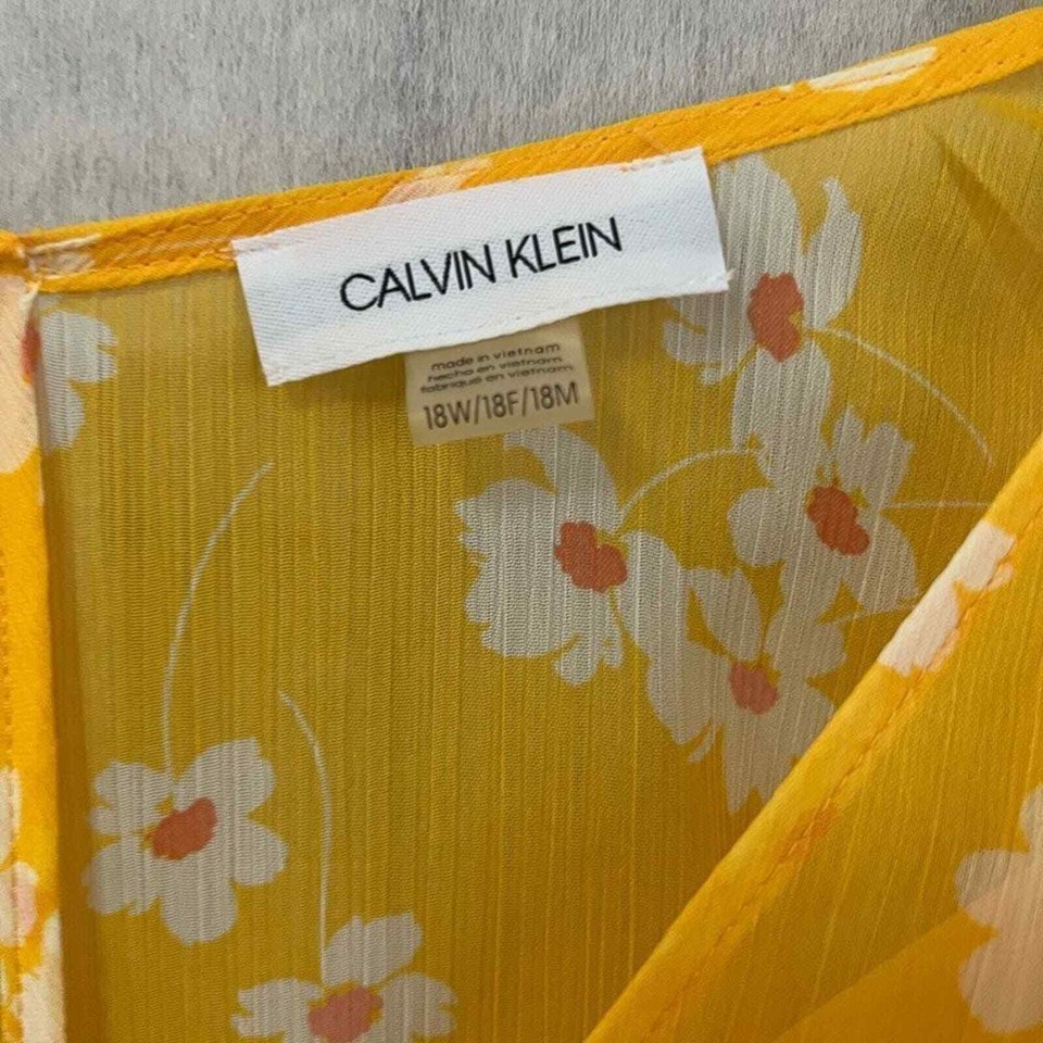 CALVIN KLEIN CHIFFON BLOOM SLEEVE MAXI DRESS SIZE 18W/18F/18 | eBay