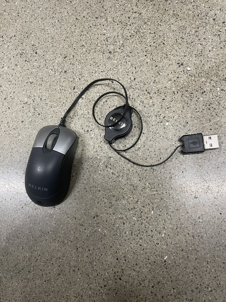 Belkin Mini Retractable Travel Size Mouse F5L016 USB Compact Black ...