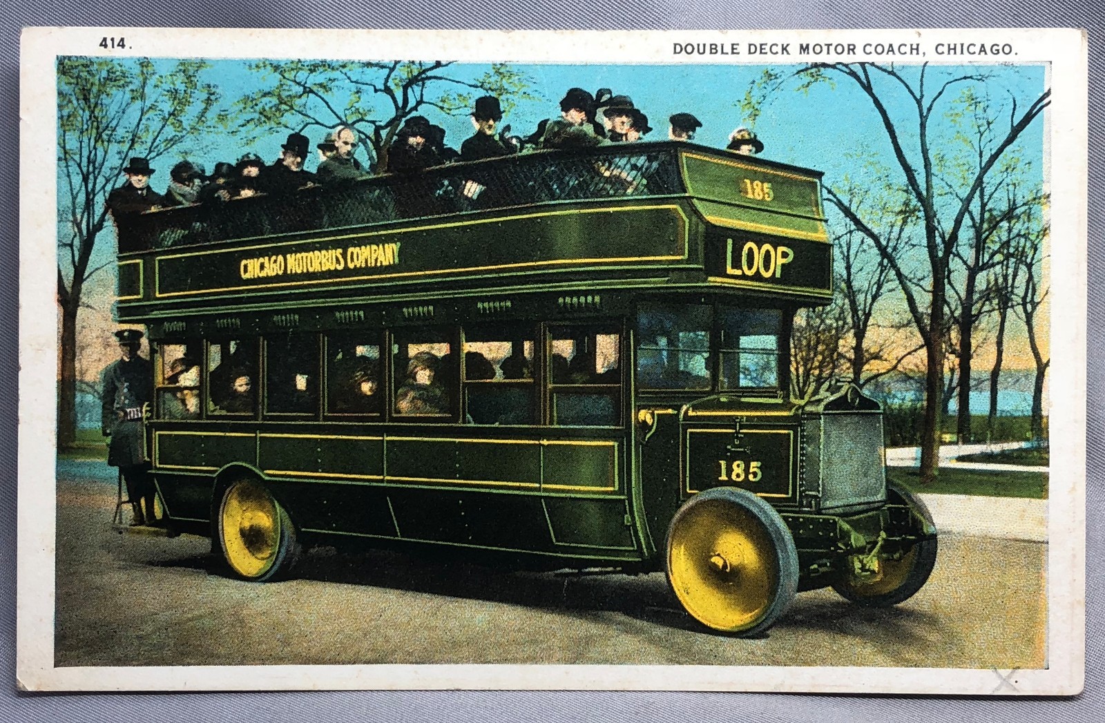 1920s CHICAGO MOTORBUS Company LOOP Double Deck BUS Postcard ANTIQUE ...