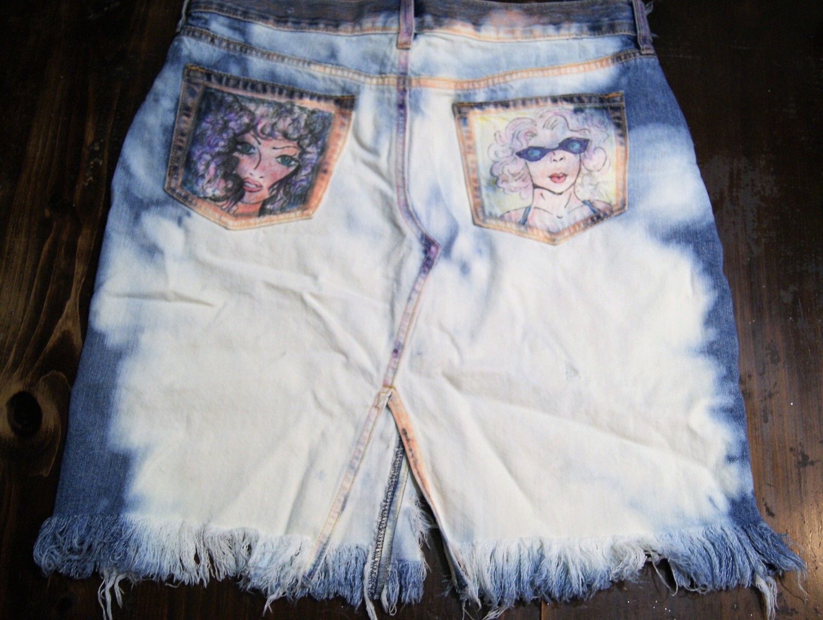 Skirt.Denim.Jean.Handpainted.Pop Art.Exclusive.Fashion.Trending.Retro ...