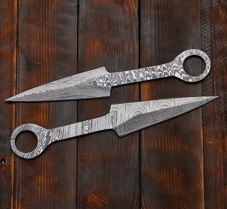 Handmade Damascus Steel Double edged Dagger Blade Ninja blank Blade ...