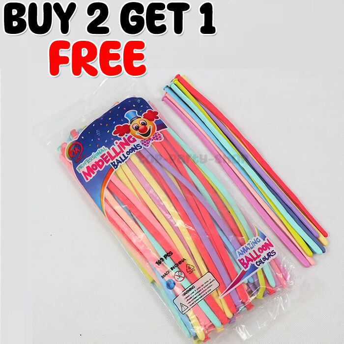100 X Long PASTEL Balloons Latex Balons 260Q Twisting Modelling Long ...