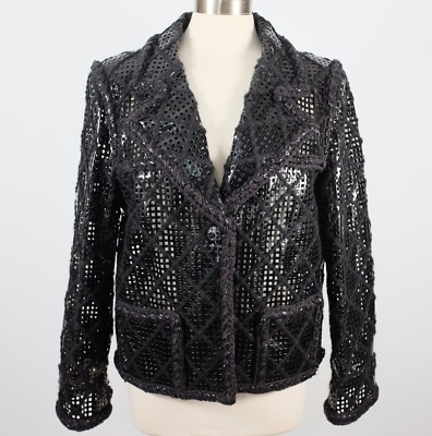 Chanel Brasserie 15K jacket coat 48 / 16 faux leather PVC perforated ...