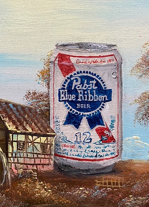 Pbr Pabst Blue Ribbon Parody Fast Food Fine Art upcycled thrift store ...