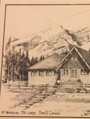 Postcard, Mt. Norquay Ski Lodge Pencil Sketch, Edward Goodall Victoria ...