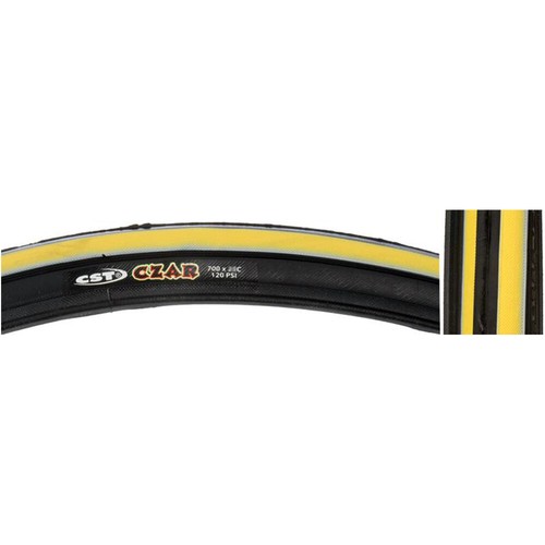 CST Czar Comp Tire Black Yellow 700x25c Clincher Road Race Fixed Gear ...