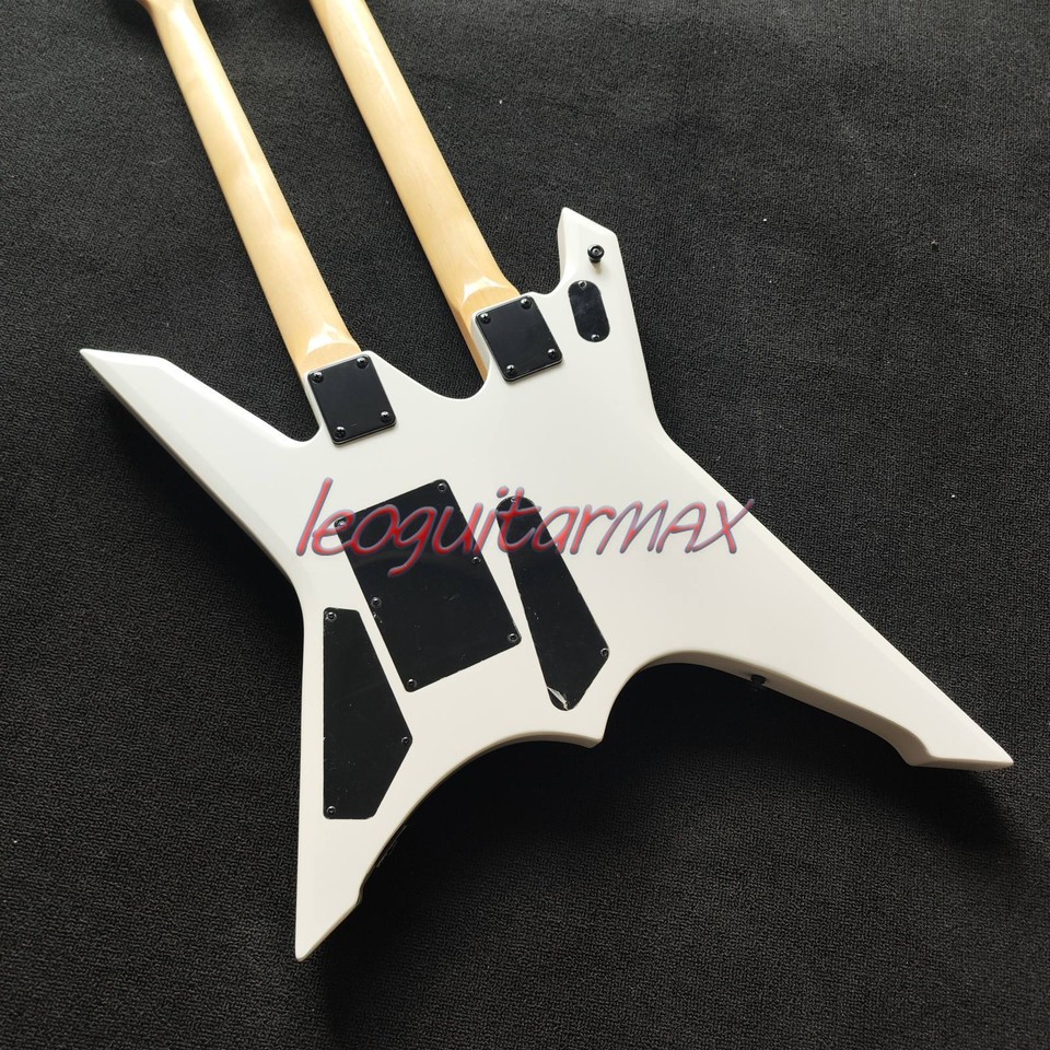 White Double Neck Electric Guitar 12+6 String Solid Modern Xiphos Black ...