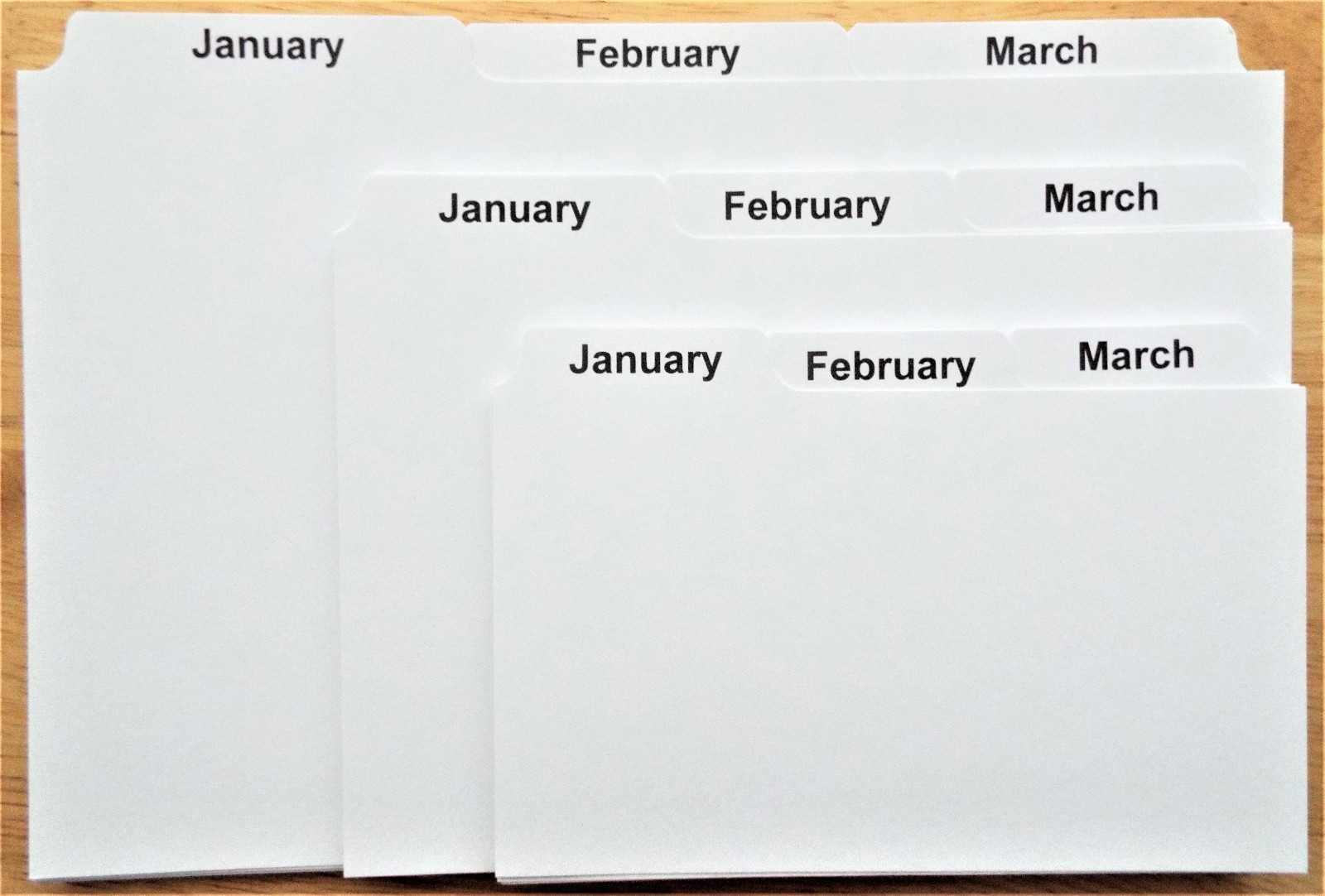 Jan-Dec MONTHLY INDEX CARDS 8x5 6x4 5x3 JANUARY to DECEMBER Record ...