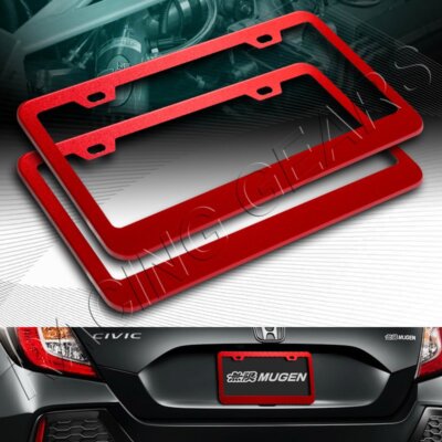 2PC RED ALUMINUM ALLOY METAL LICENSE PLATE FRAME HOLDER COVER FRONT ...
