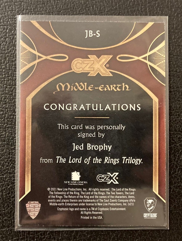 Sharku (Jed Brophy) LoTR Autograph Card, Cryptozoic CZX #039/200 | eBay