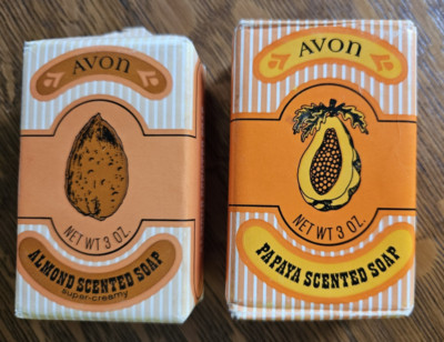 Lot of 2 Vintage 1970s Avon Bar Soap Almond Scented and Papaya 3 Oz | eBay
