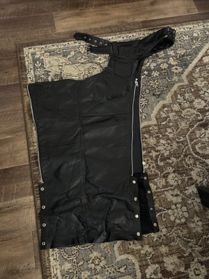 Xelement Black Leather Motorcycle Chaps - Great Condition Size 34 | eBay