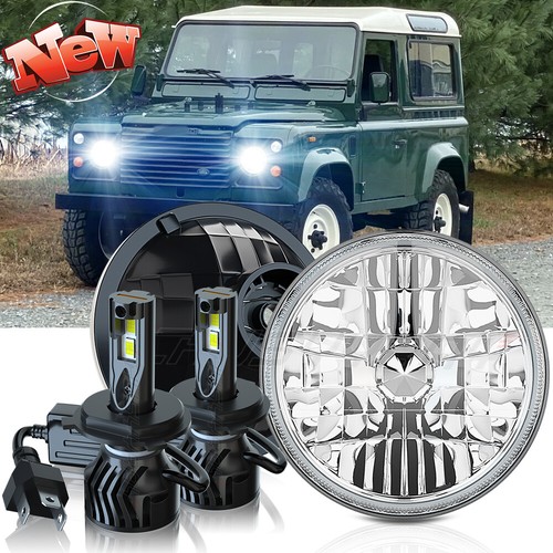 For Land Rover Defender 90 110 Pair 7" inch Round LED Headlights High ...